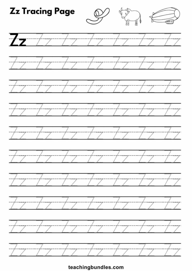 Letter Z Tracing Worksheets - Teachingbundles