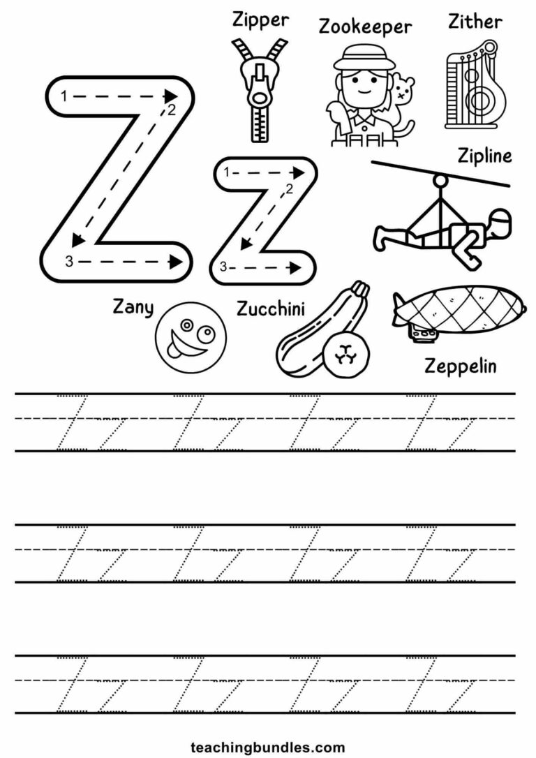 Letter Z Tracing Worksheets - Teachingbundles