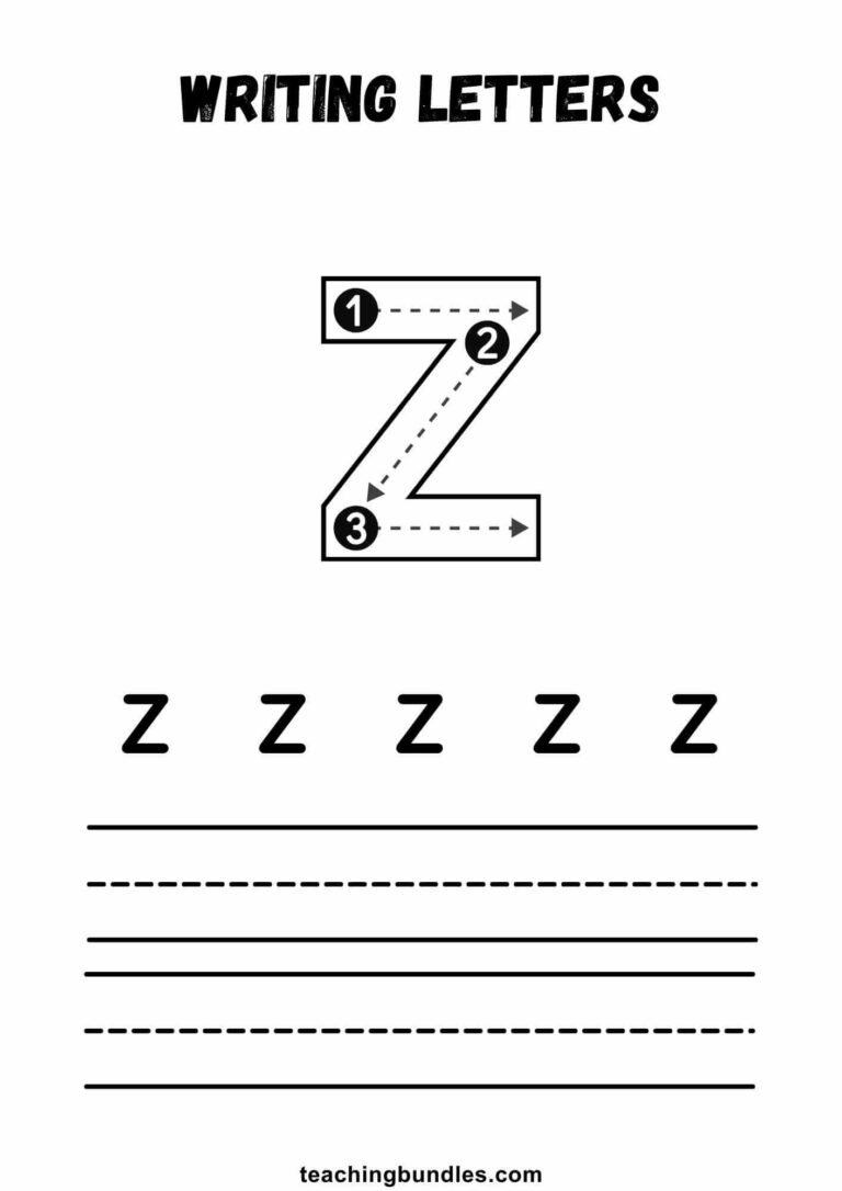 Letter Z Tracing Worksheets - Teachingbundles