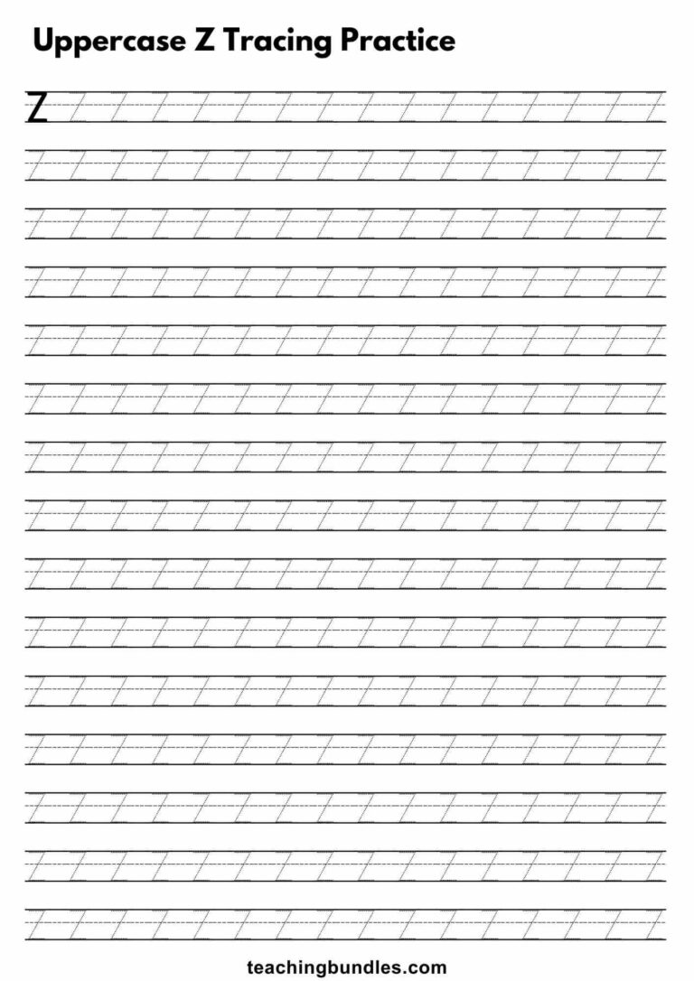 Letter Z Tracing Worksheets - Teachingbundles