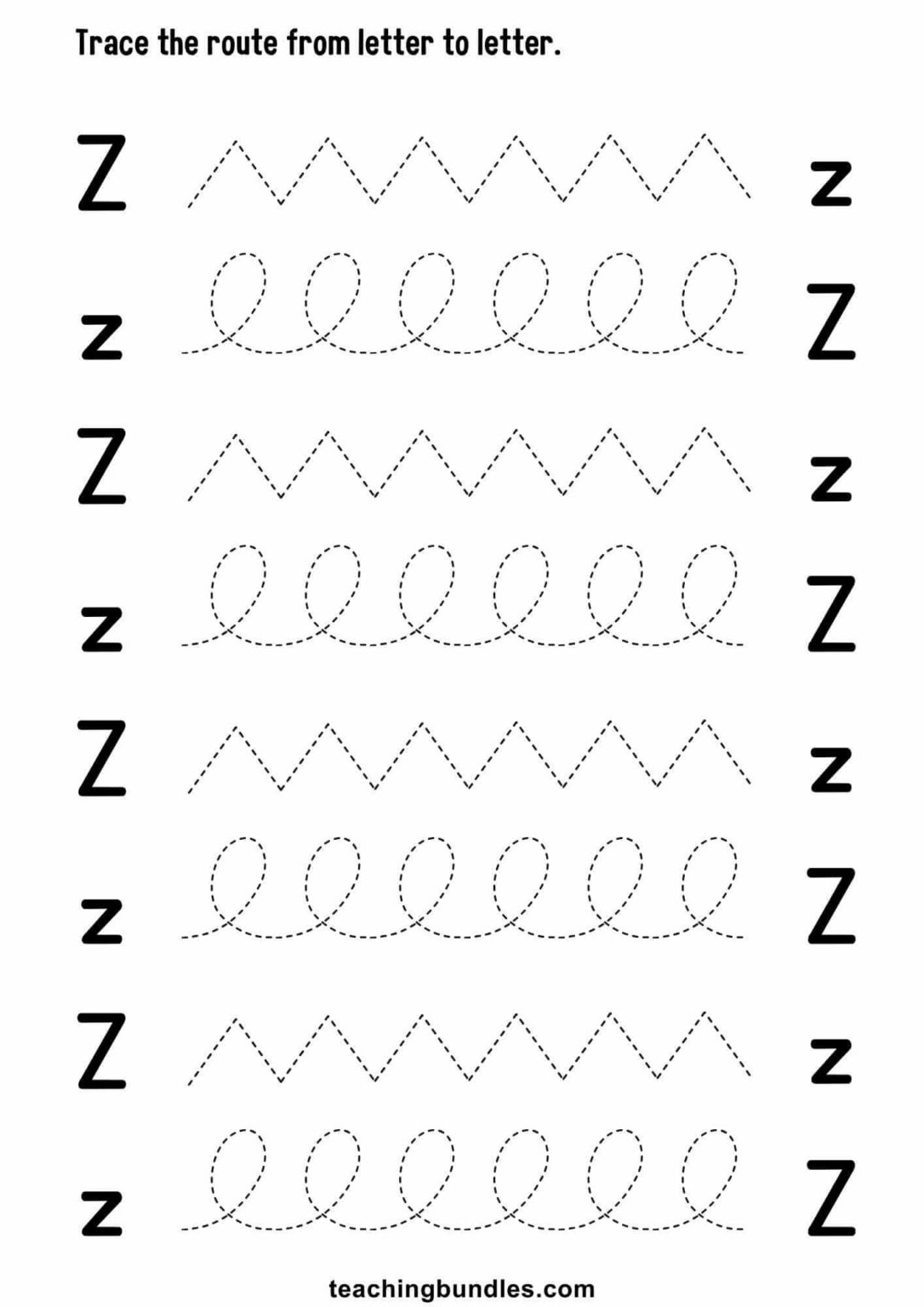 Letter Z Tracing Worksheets - Teachingbundles