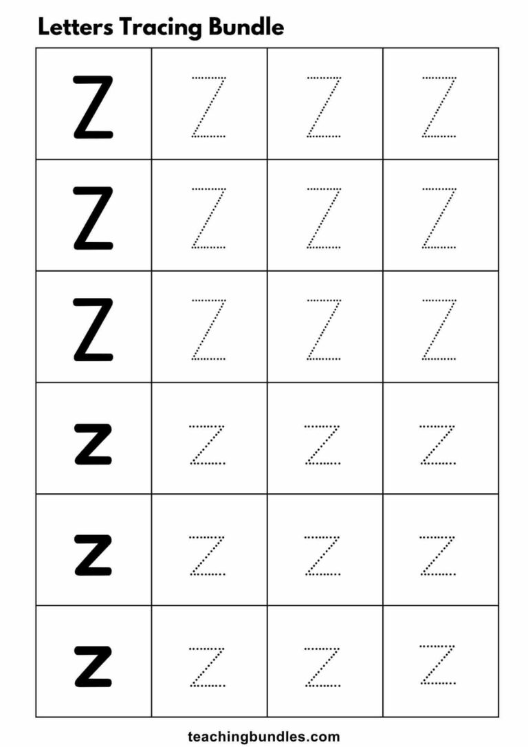 Letter Z Tracing Worksheets - Teachingbundles