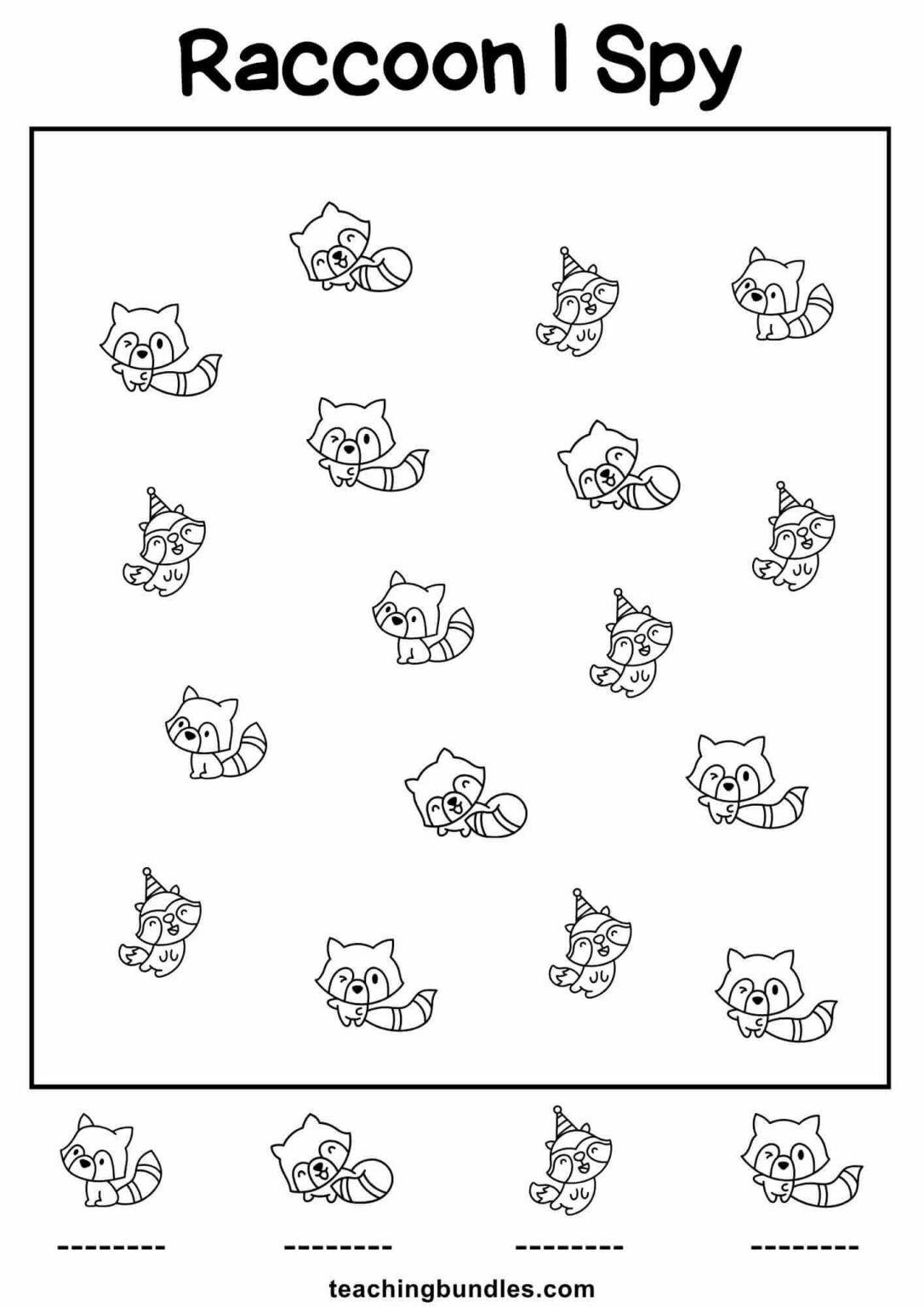 Raccoon Activity Pages - Teachingbundles