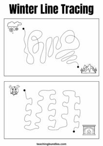 Winter Line Tracing Worksheets - Teachingbundles
