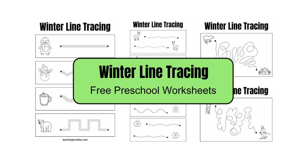 Winter Line Tracing Worksheets - Teachingbundles