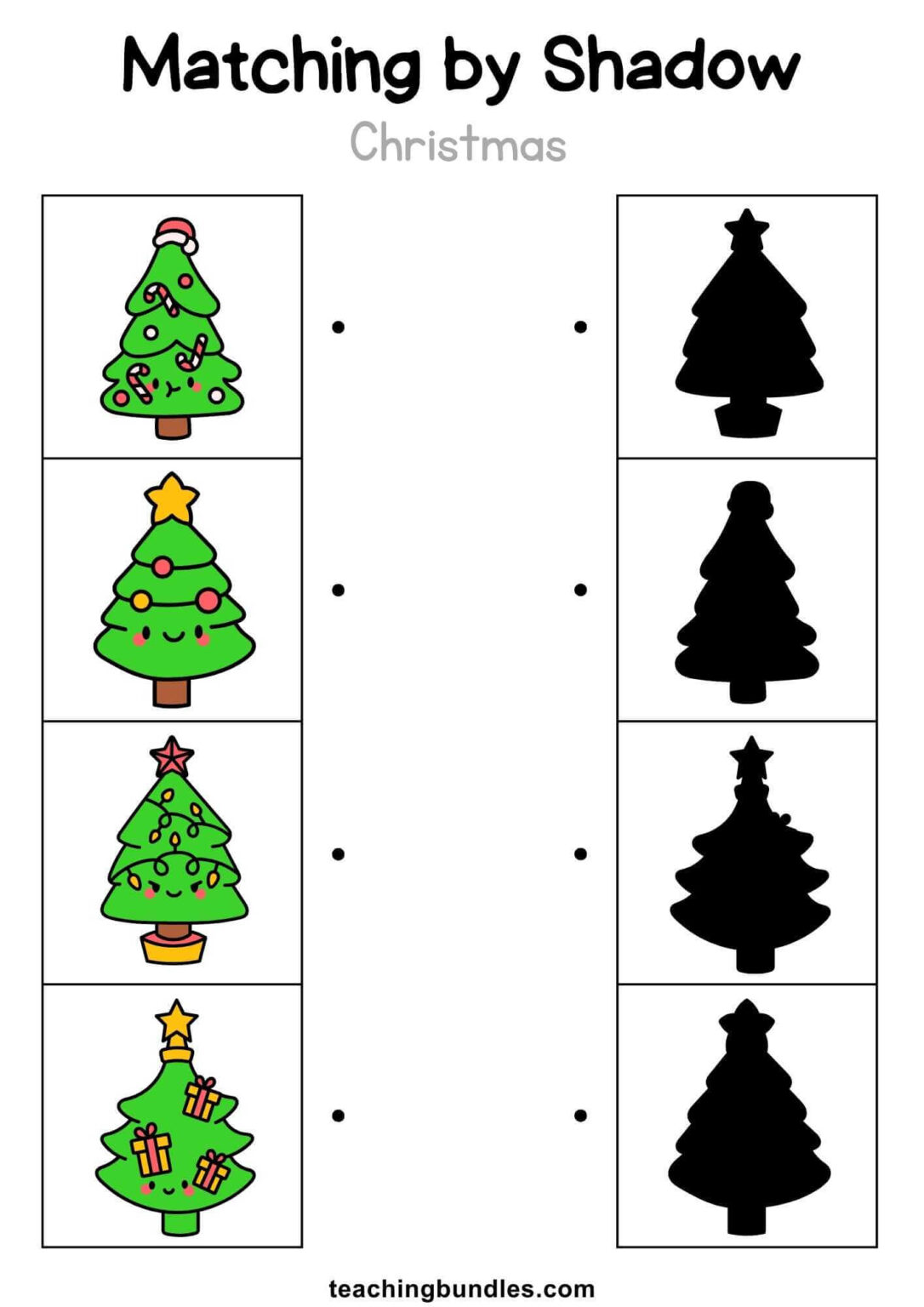 Christmas Shadow Matching Worksheets - Teachingbundles