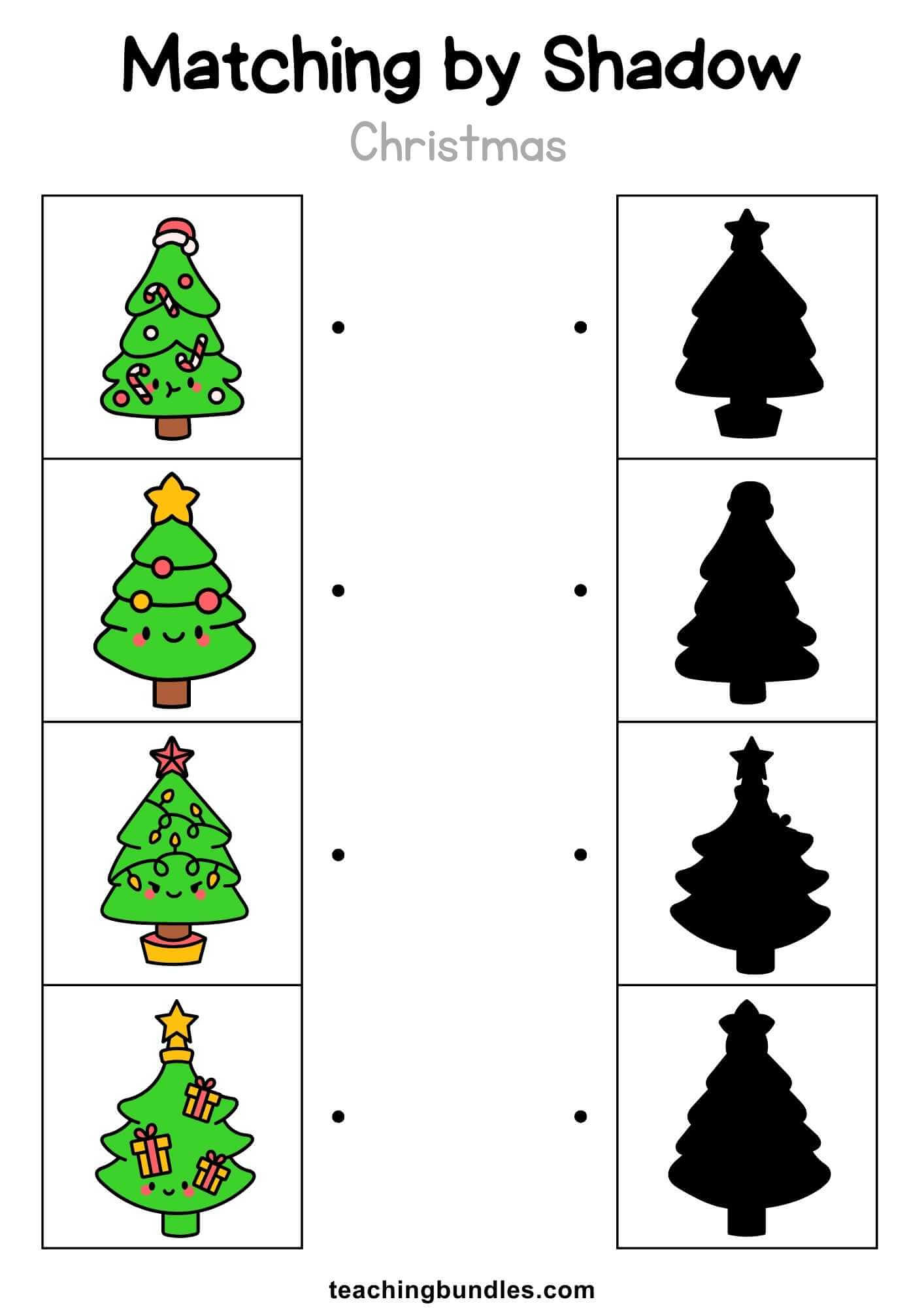 Christmas Shadow Matching Worksheets - Teachingbundles