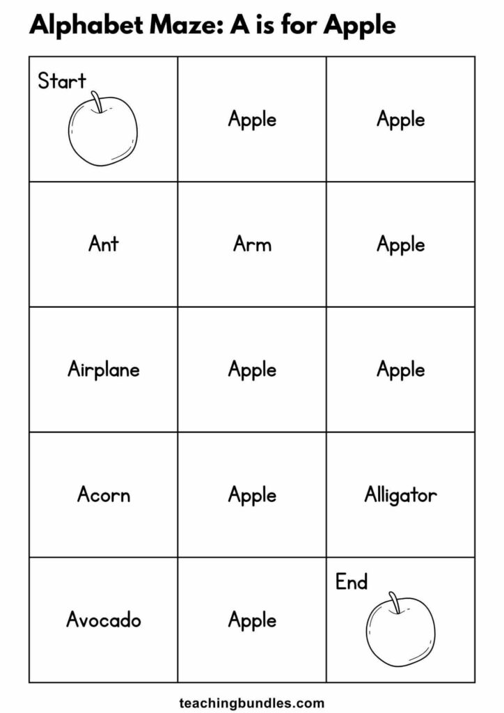 Free Printable Alphabet Mazes - Teachingbundles