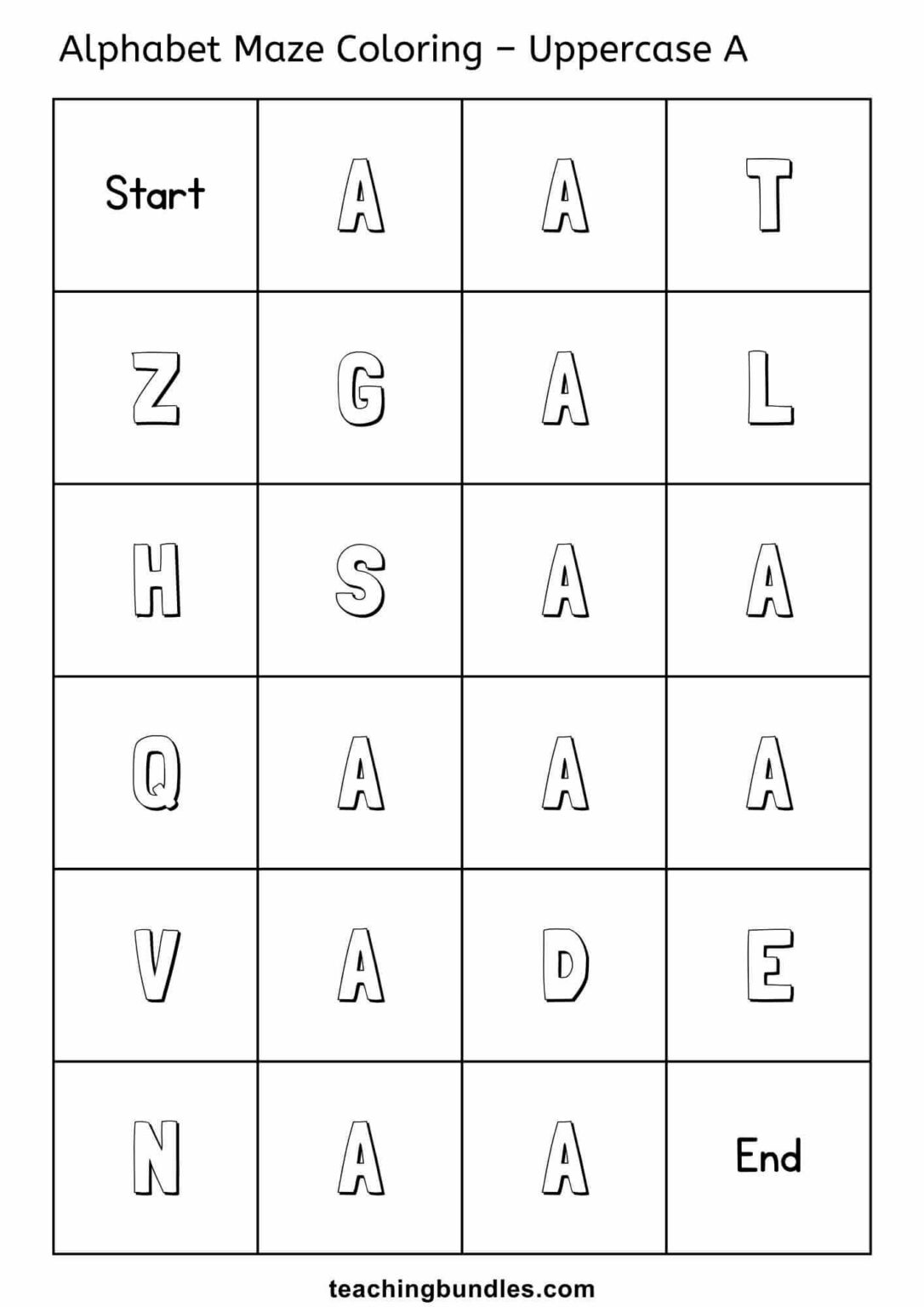 Free Printable Alphabet Mazes - Teachingbundles