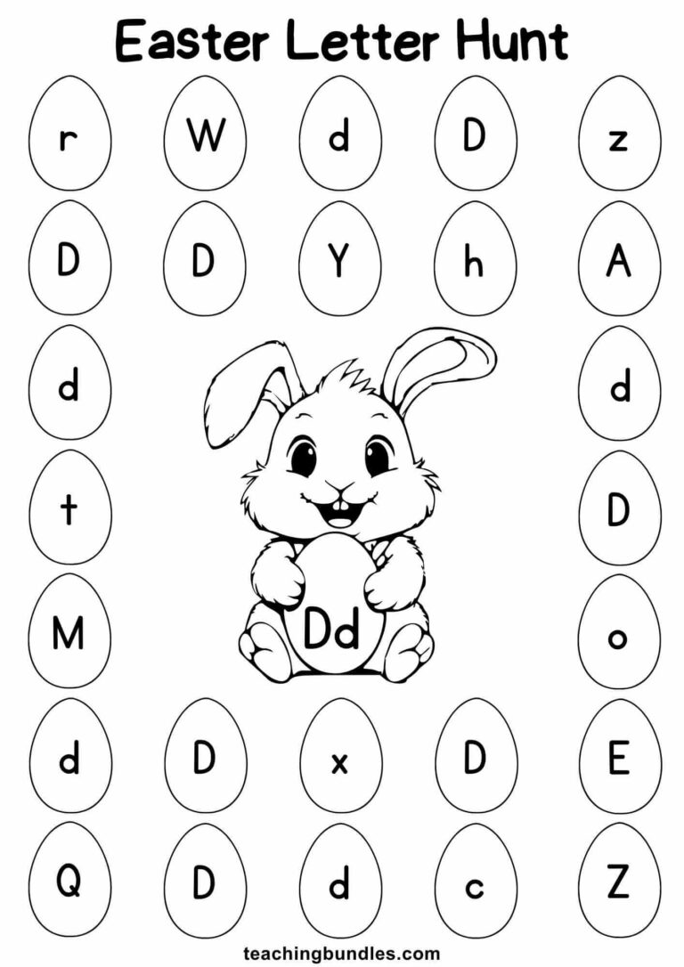 Bunny Letter Hunt Worksheets - Teachingbundles