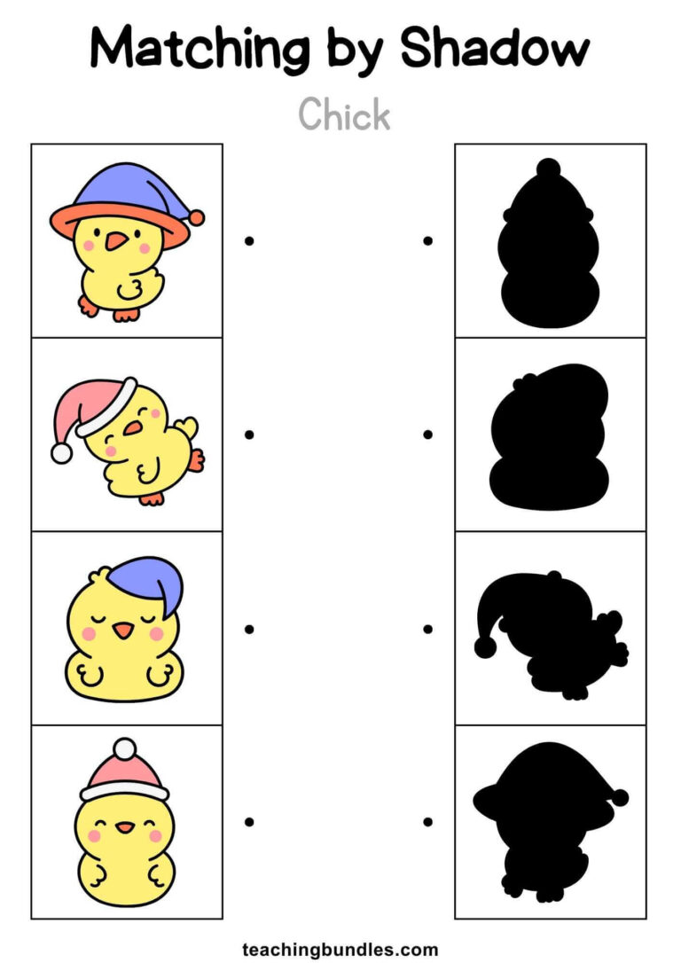 Spring Shadow Matching Worksheets - Teachingbundles
