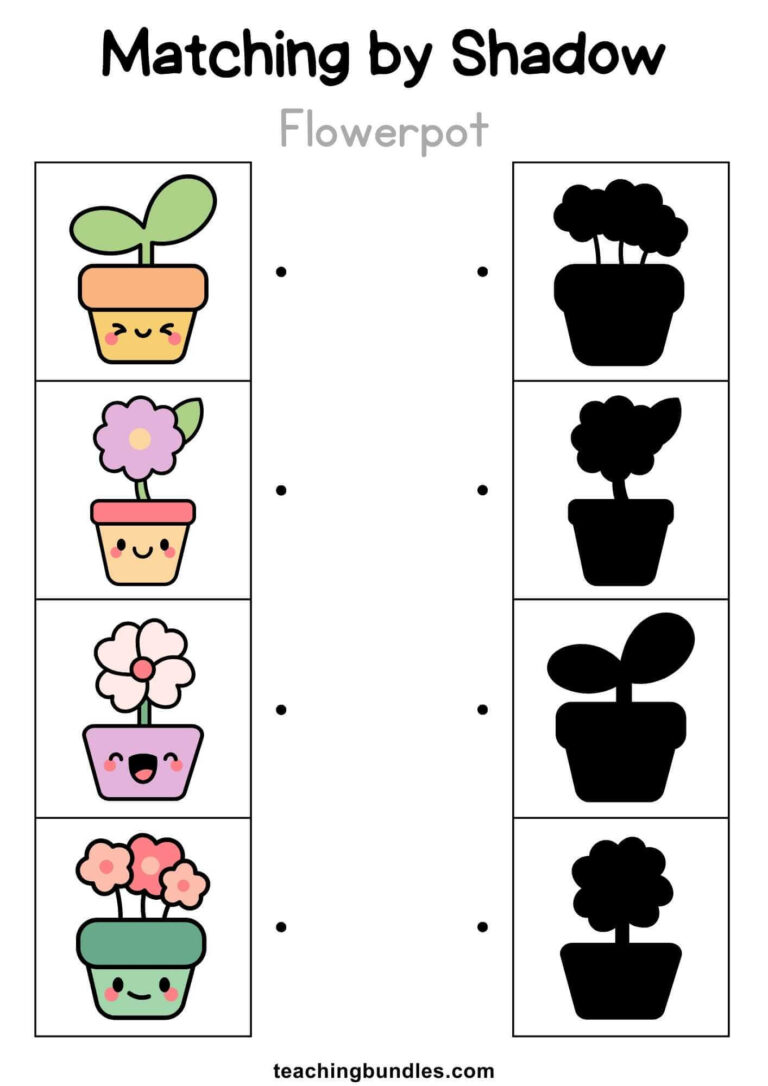 Spring Shadow Matching Worksheets - Teachingbundles