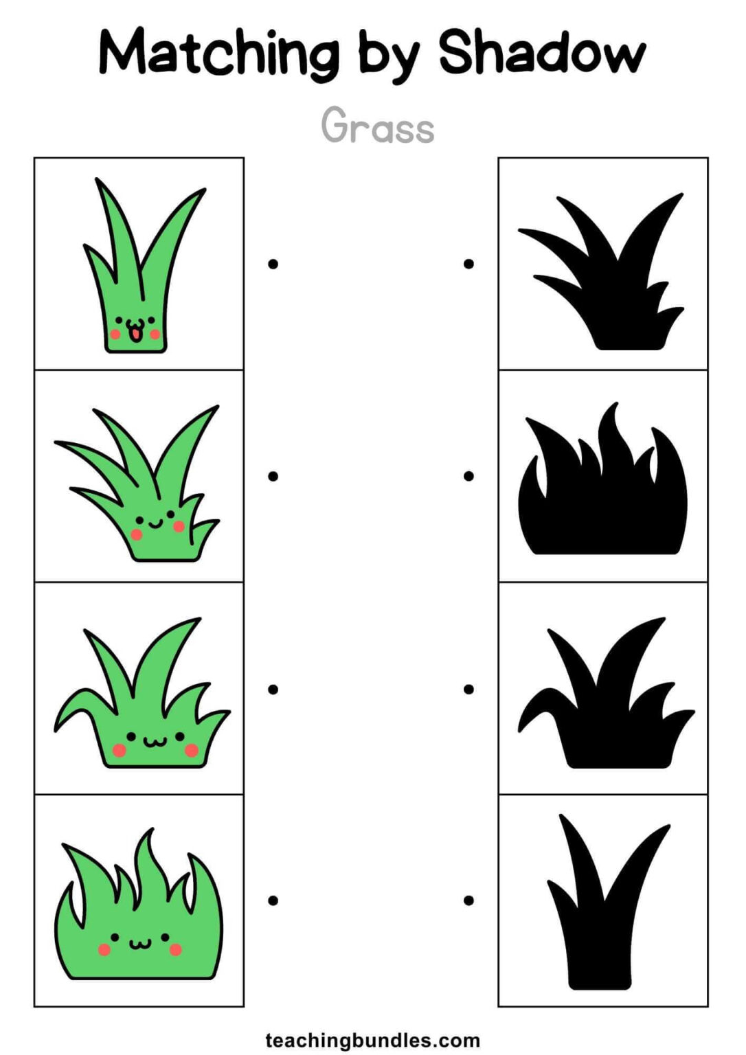 Spring Shadow Matching Worksheets - Teachingbundles