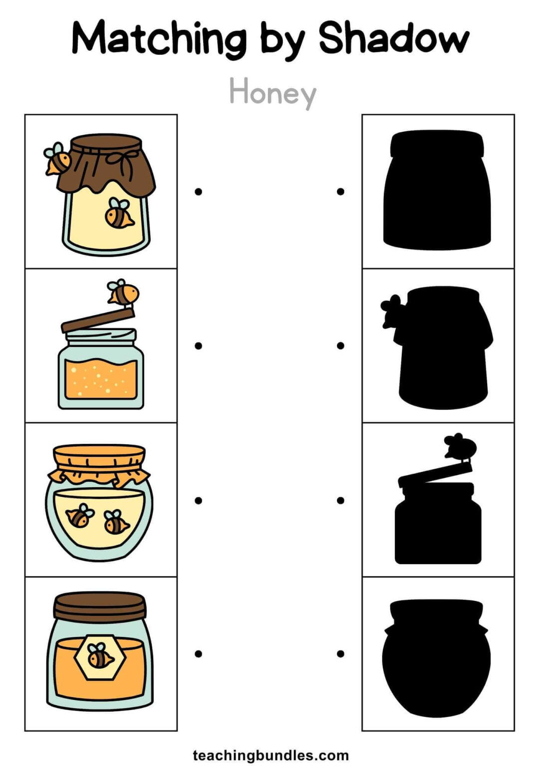 Spring Shadow Matching Worksheets - Teachingbundles