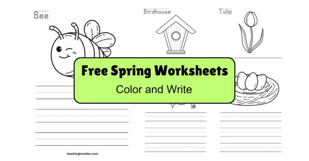 Spring Color and Write Worksheets - Teachingbundles