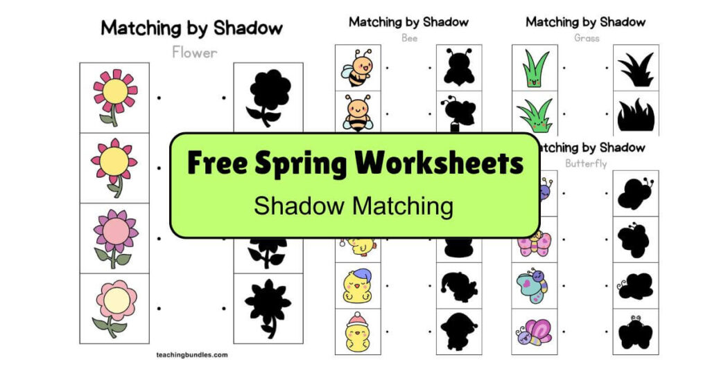 Spring Shadow Matching Worksheets - Teachingbundles