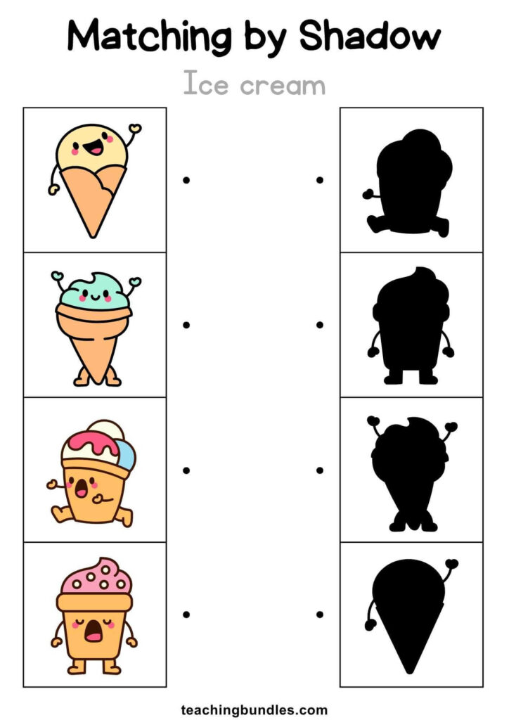 Summer Shadow Matching Worksheets - Teachingbundles