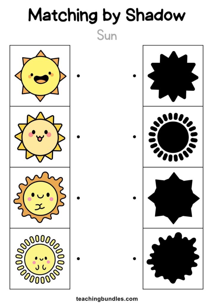 Summer Shadow Matching Worksheets - Teachingbundles