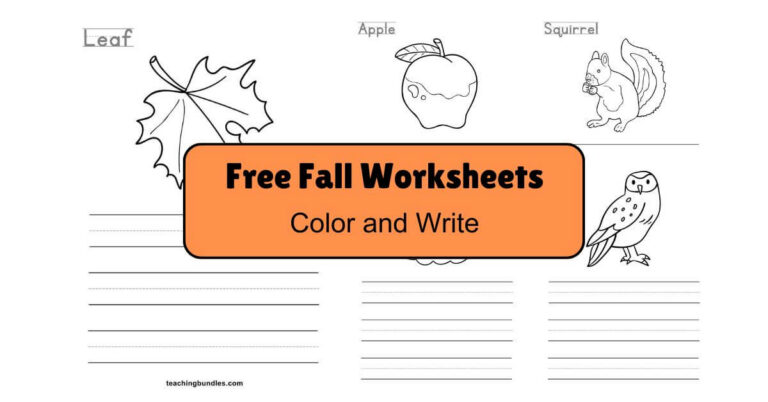 Fall Color and Write Worksheets - Teachingbundles