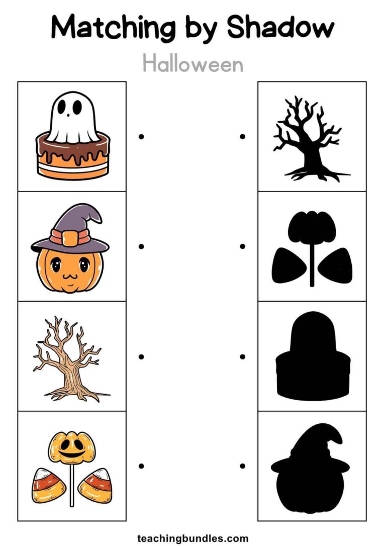 Halloween Shadow Matching Worksheets - Teachingbundles